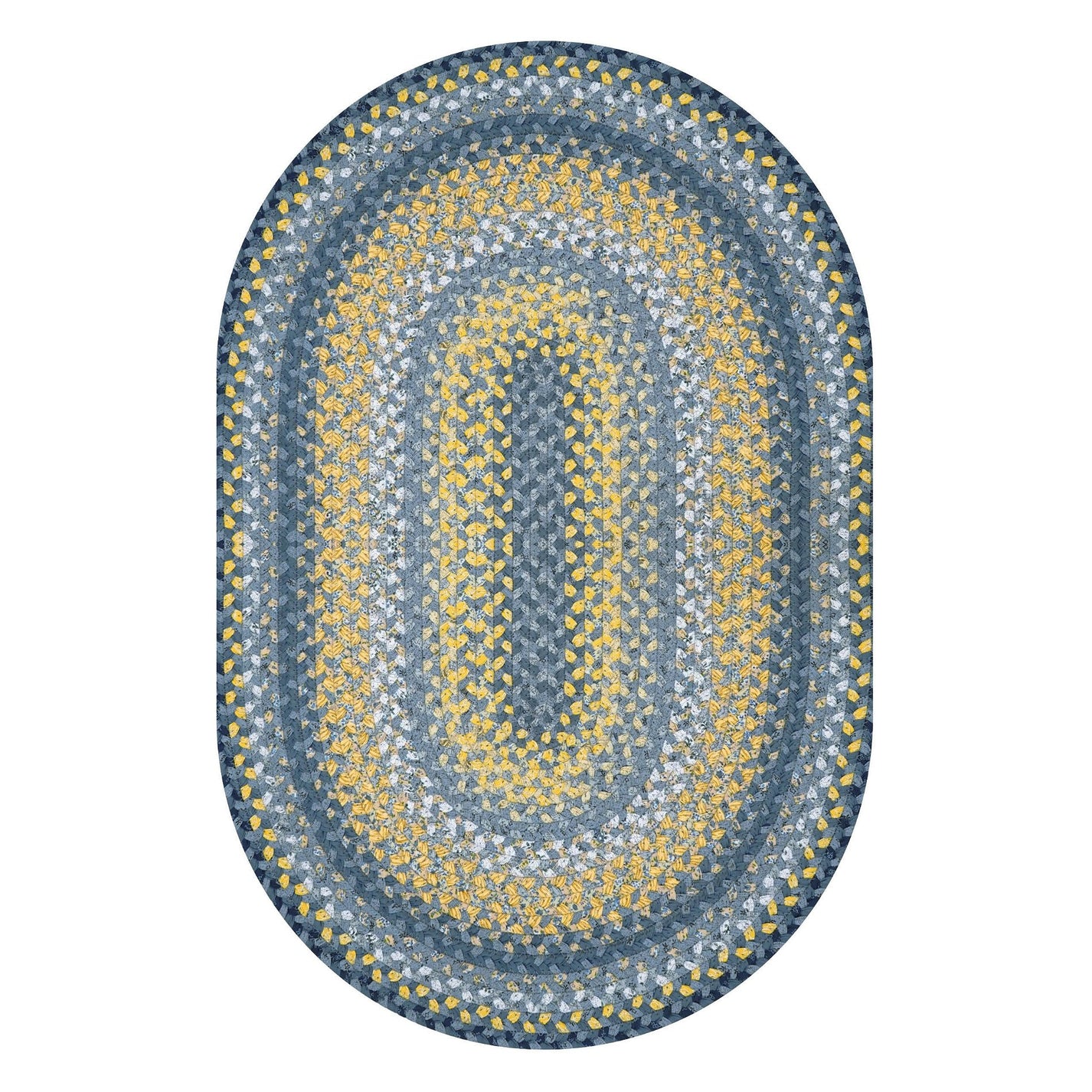 Sunflowers Blue - Gold Cotton Braided Oval Rugs – Braided-Rugs.com