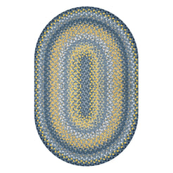 Sunflowers Blue - Gold Cotton Braided Oval Rugs – Braided-Rugs.com