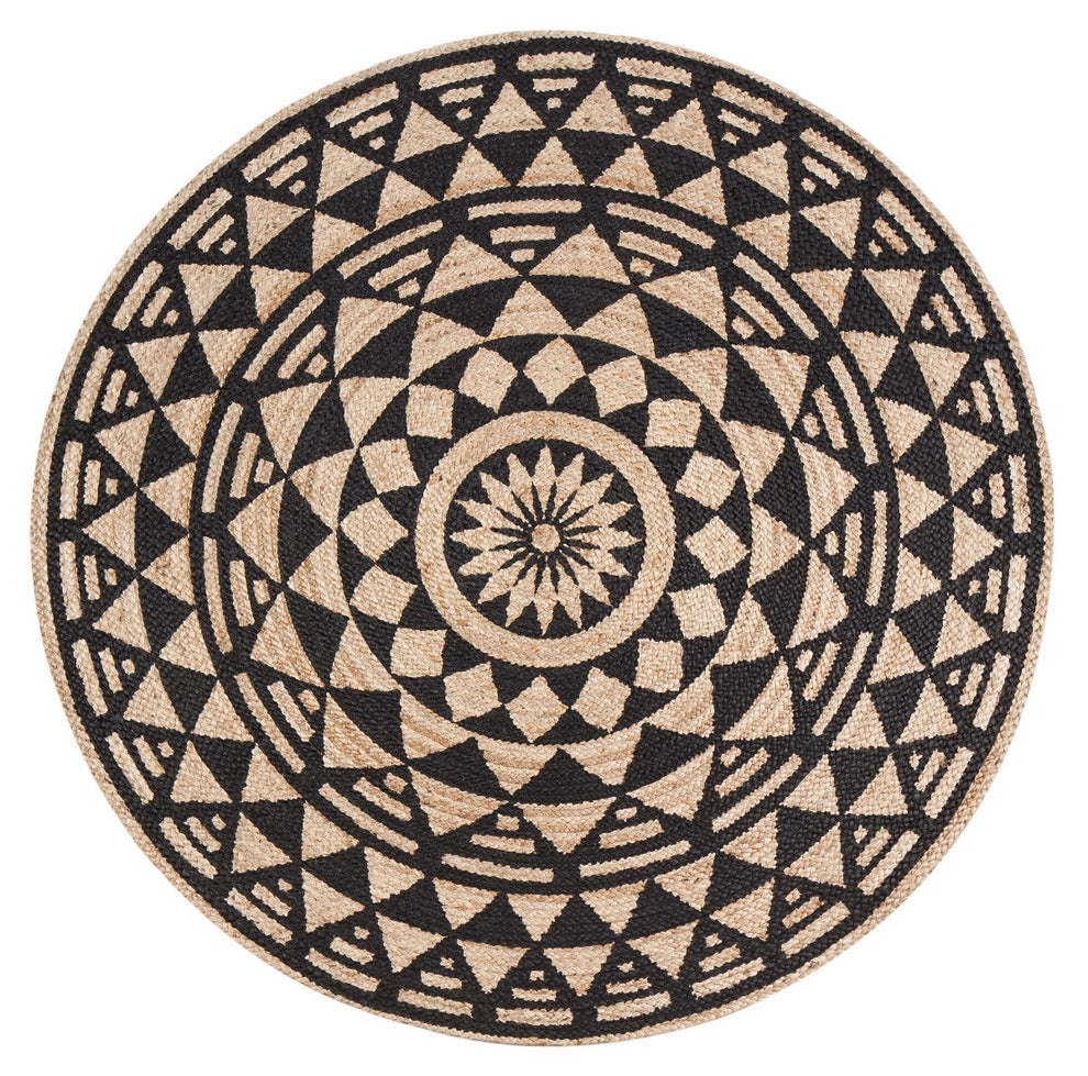 Tribal Multi Star Screen Print Round Jute Braided Rug – Braided-Rugs.com